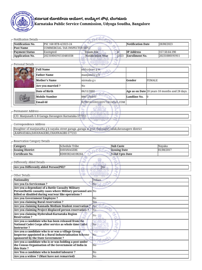 commercial tax inspector application applied | PDF