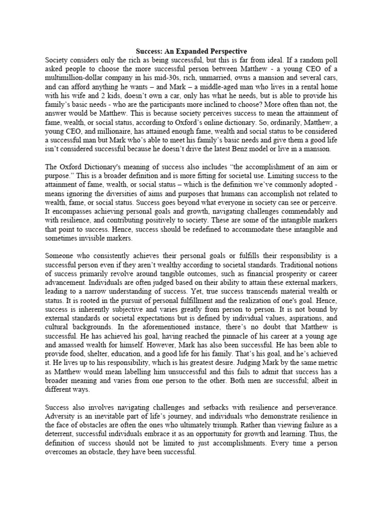 Success | Download Free PDF | Essays | Psychological Resilience