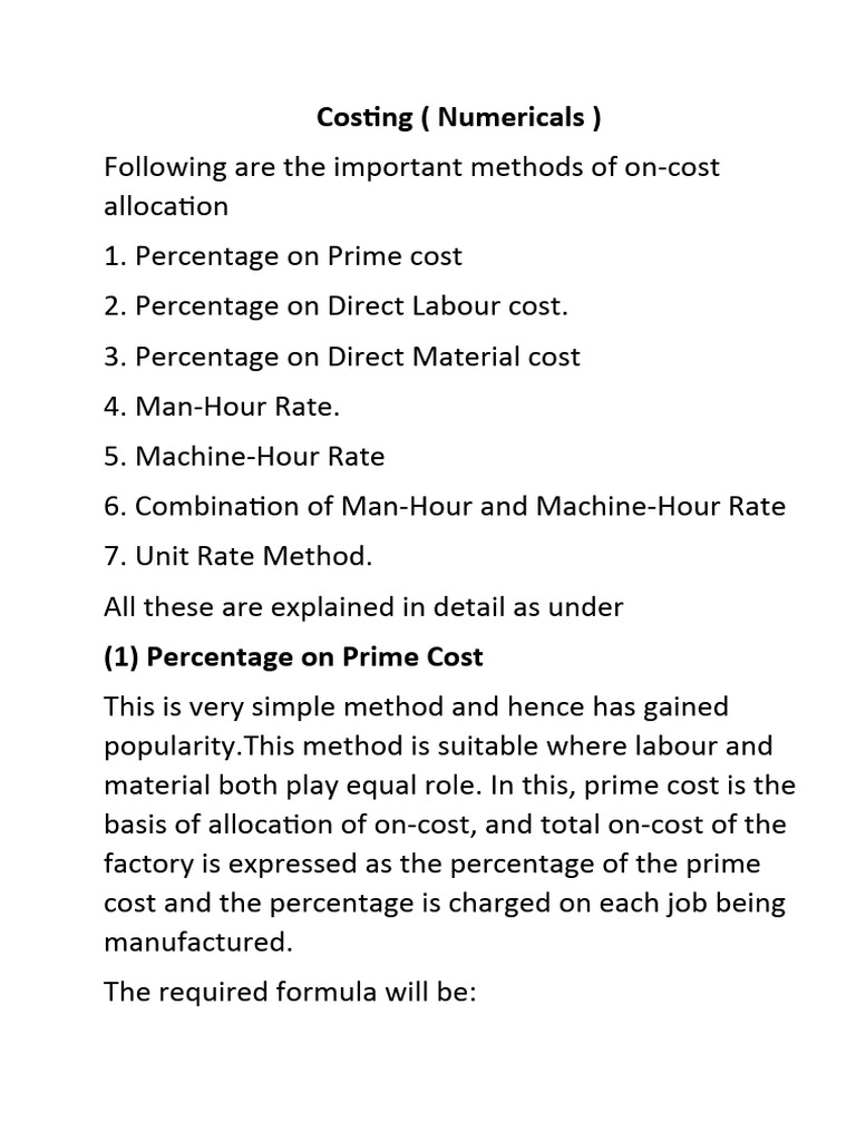 Costing Numericals 2 | PDF | Cost | Economies