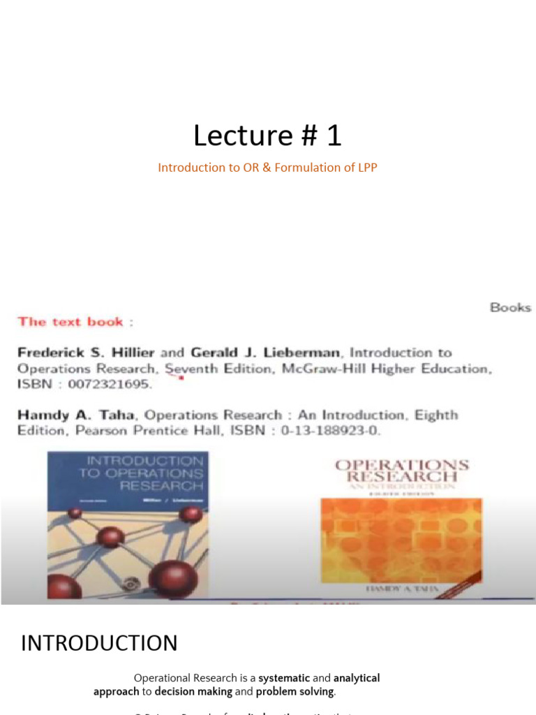 Lecture # 1(OWN) | PDF | Operations Research | Mathematical Optimization