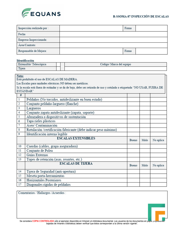 R-SSOMA-87 Inspección de Escalas EQUANS V01 | PDF | Tecnología