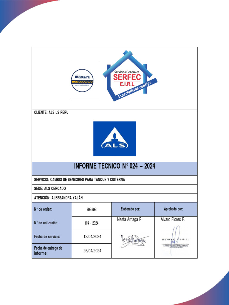 Cambio de Sensores en Tanques ALS LS | PDF