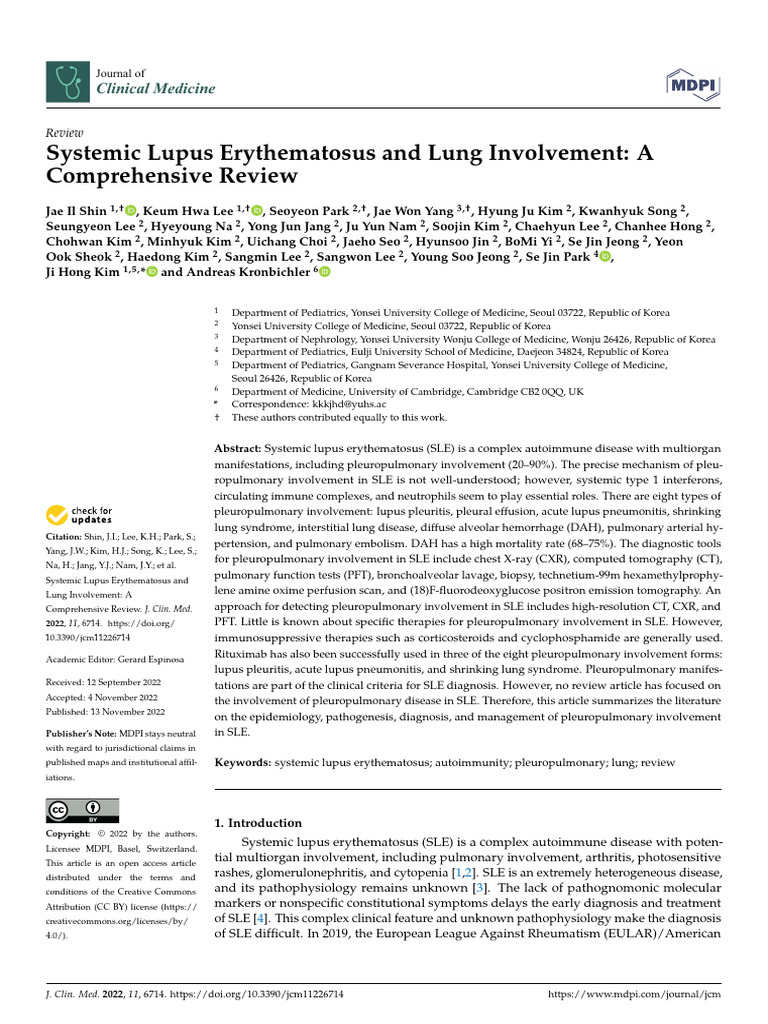 Systemic Lupus Erythematosus and Lung Involvement | PDF | Inflammation ...