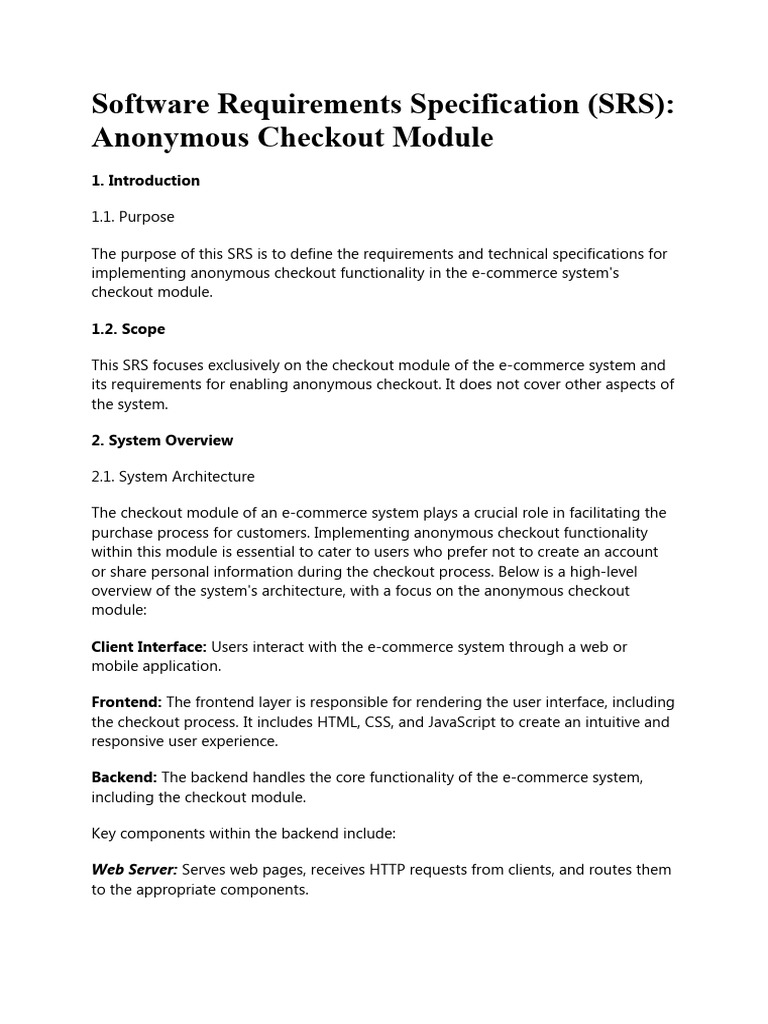 SRS Checkout Module | PDF | Point Of Sale | Computer Security