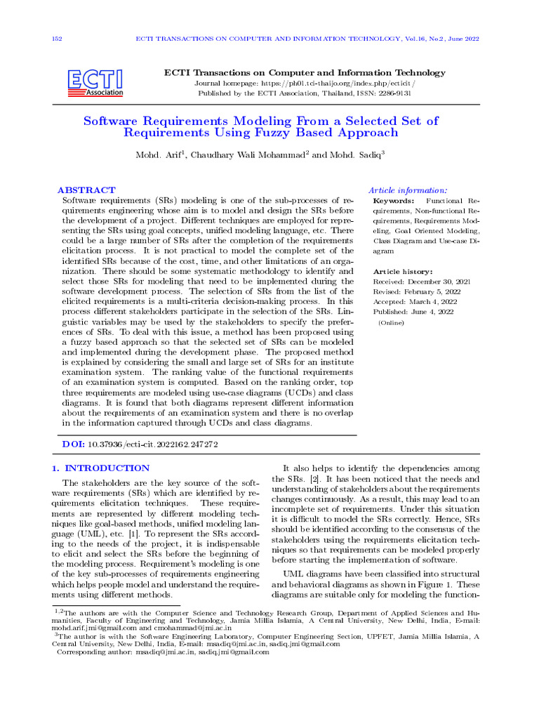 Software Requirements Modeling From The Selected S | PDF | Use Case | Unified Modeling Language