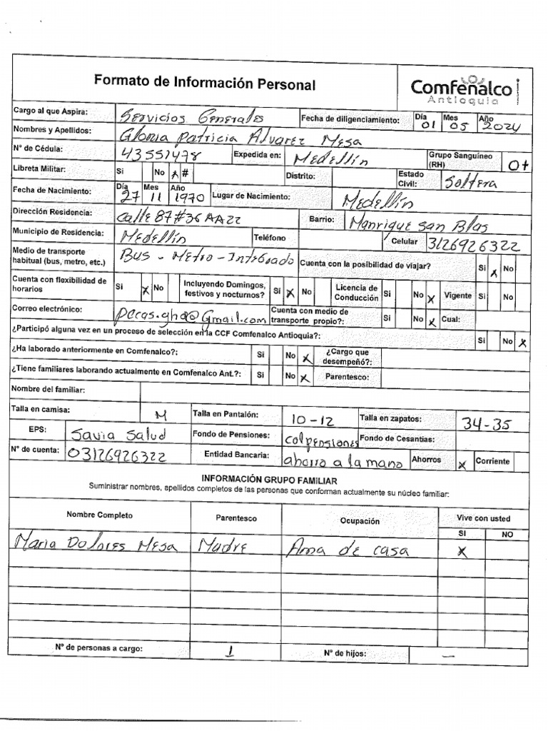 Formato Comfenalco | PDF
