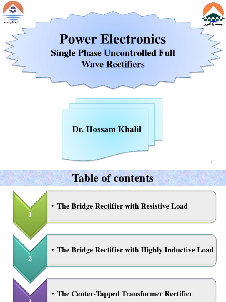 Single Phase Uncontrolled Rectifiers | PDF | Rectifier | Computer Engineering