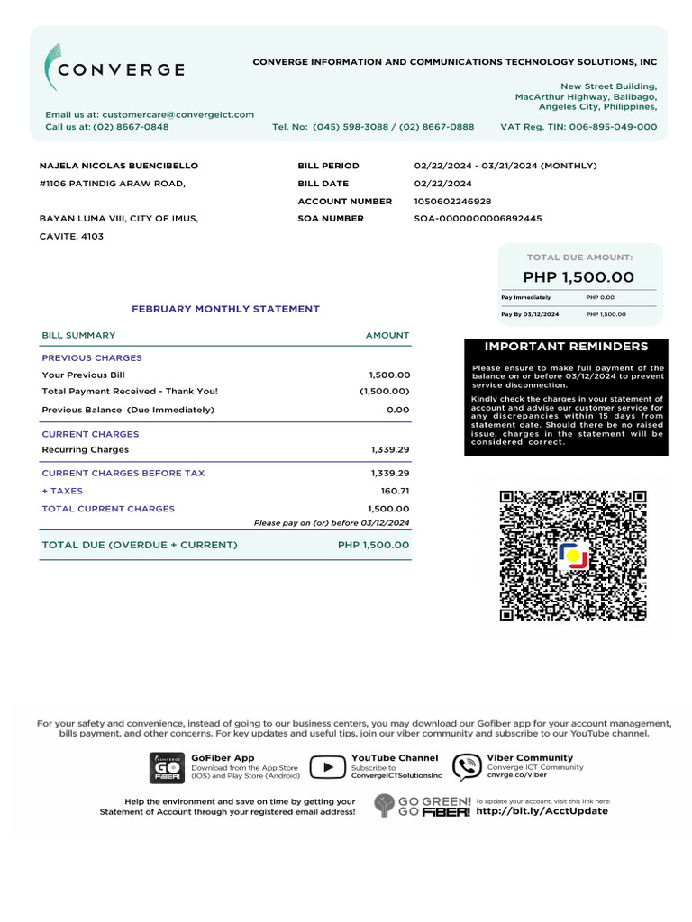 Converge Soa - Feb | PDF | Money | Taxes