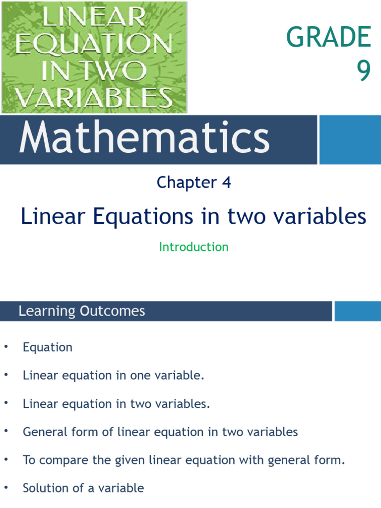 Class 9 - Linear Equations - Session 1-2 | Download Free PDF | Equations | System Of Linear ...