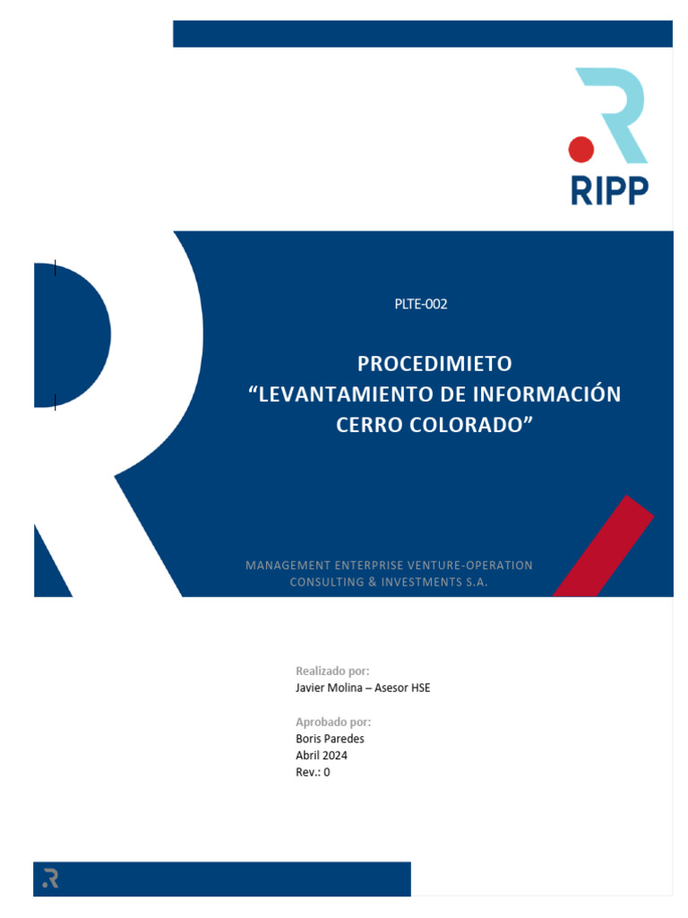 2.1 Procedimiento Visita Planta - RIPP - CMCC HV | PDF | Tecnología