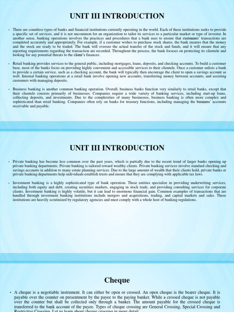 Unit Iii | Download Free PDF | Loans | Cheque