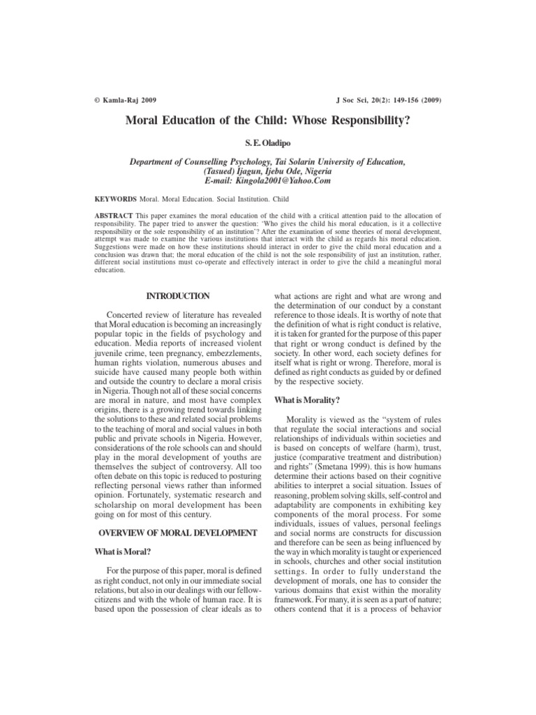 Moral Education and Child Development | PDF | Morality | Emotions