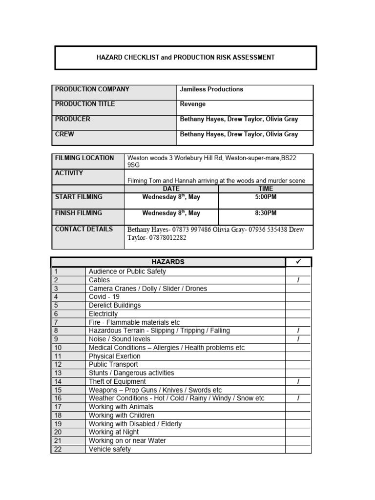 Risk Assessment Woods | PDF | Safety