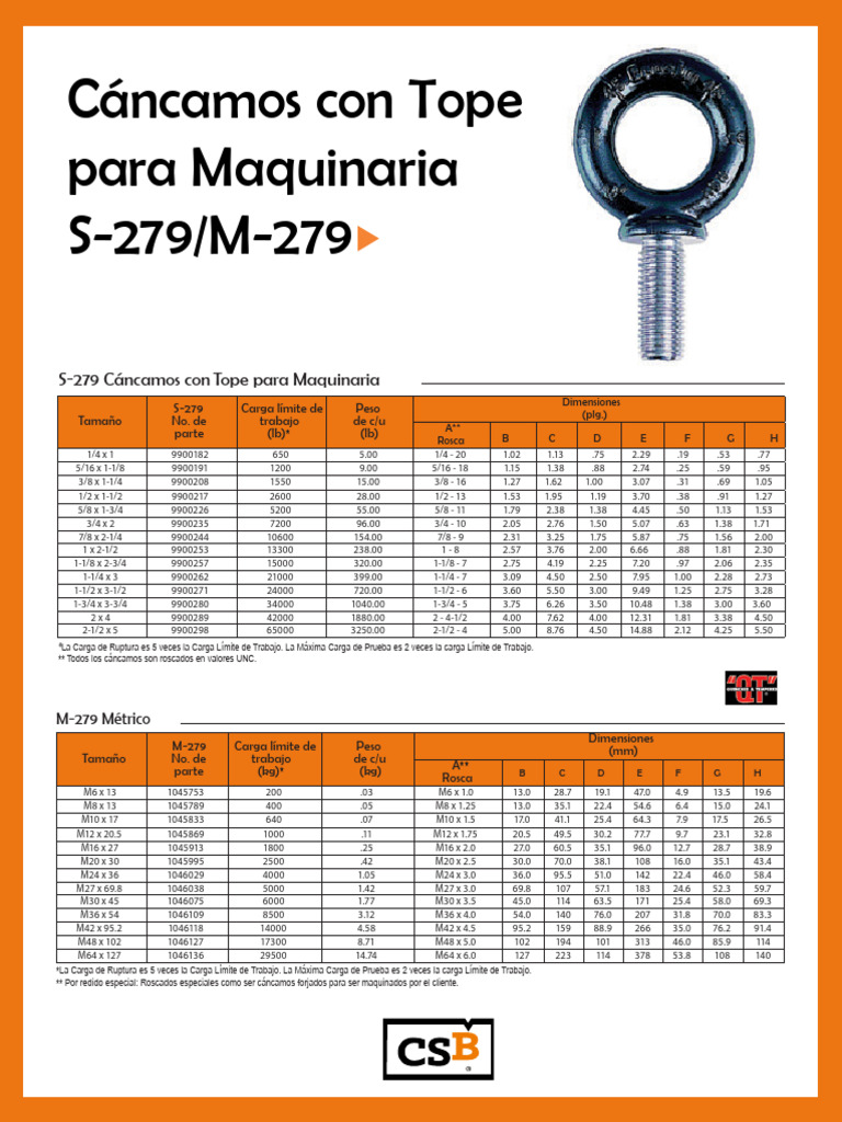 C Ncamos Con Tope para Maquinaria S 279 y M 279 | PDF