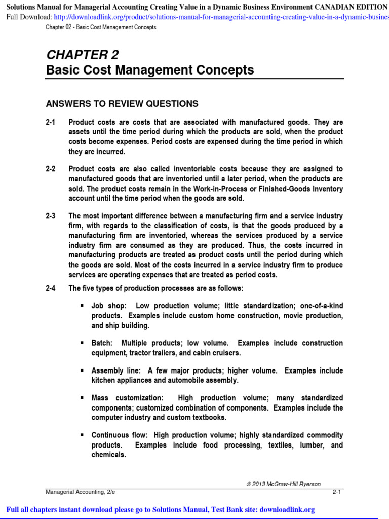 Solutions Manual For Managerial Accounting Creating Value in A Dynamic ...