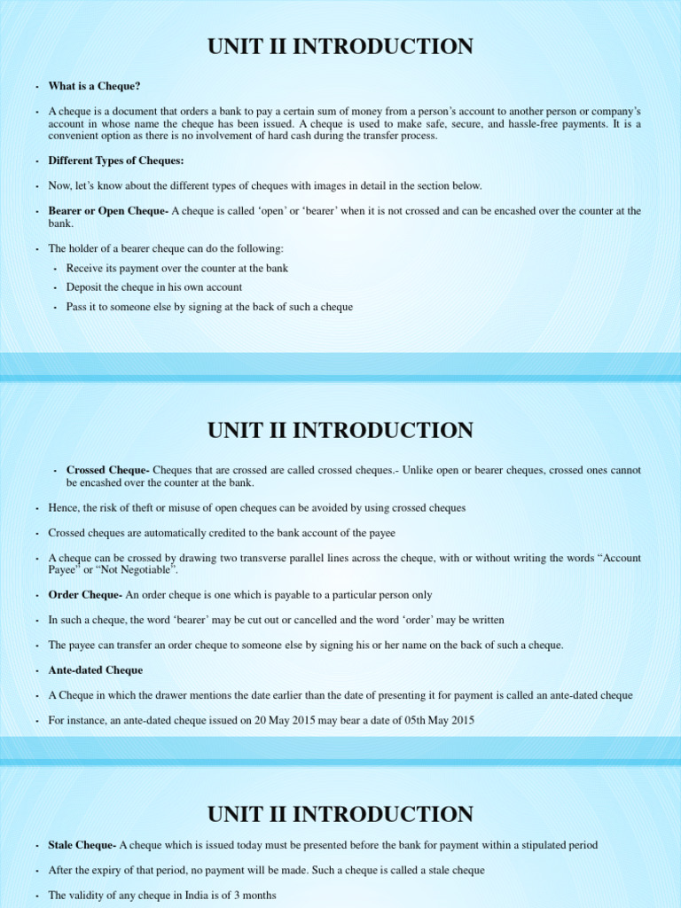 Unit Ii | PDF | Cheque | Banks