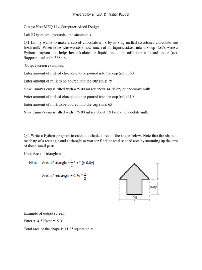 Problems (Lab2) | PDF | Area | Multiplication