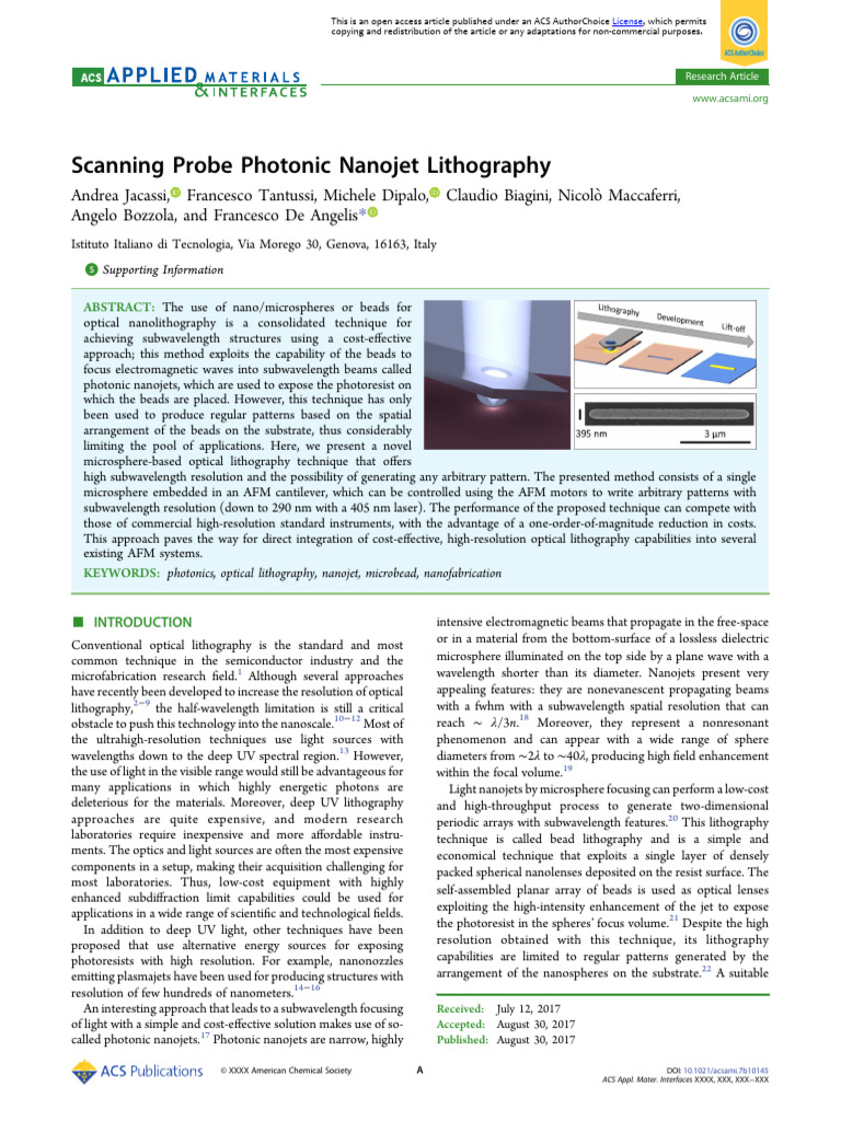 Scanning Probe Photonic Nanojet Lithography | PDF | Photolithography ...
