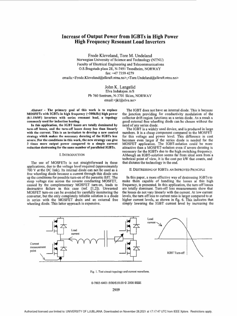 Kleveland Idr. - 2000 - Increase of Output Power From IGBTs in High Power | PDF | Power Inverter ...