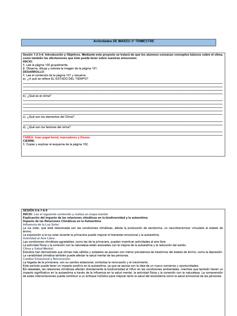 ACT. DE GEO. SEC 3 Marzo | PDF | Autoestima | Biodiversidad