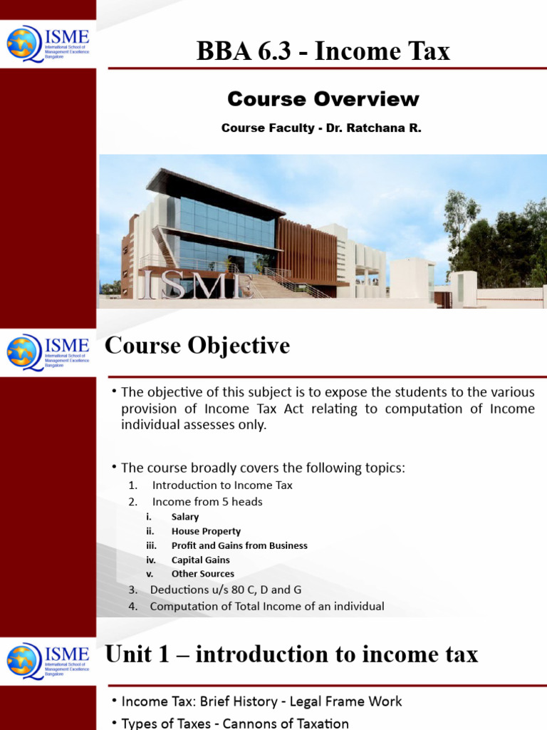 6.3 BBA Income Tax Course Overview | PDF | Income Tax | Taxes