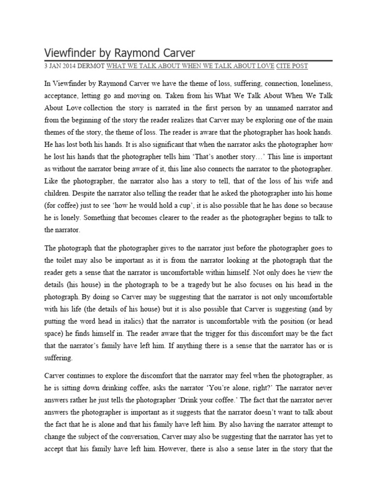 Viewfinder by Raymond Carver | PDF | Narration