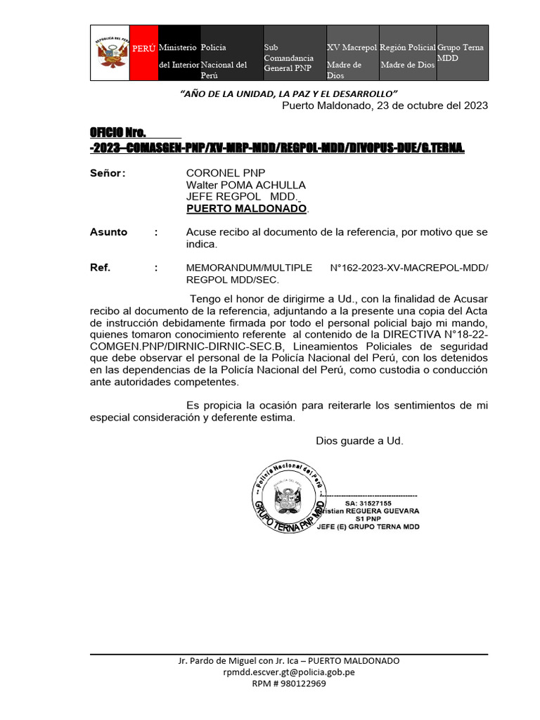 Constancia de Enterado | PDF | Perú | Policía