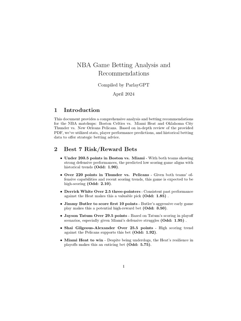 Bet 1 1 | PDF | Risk | Boston Celtics