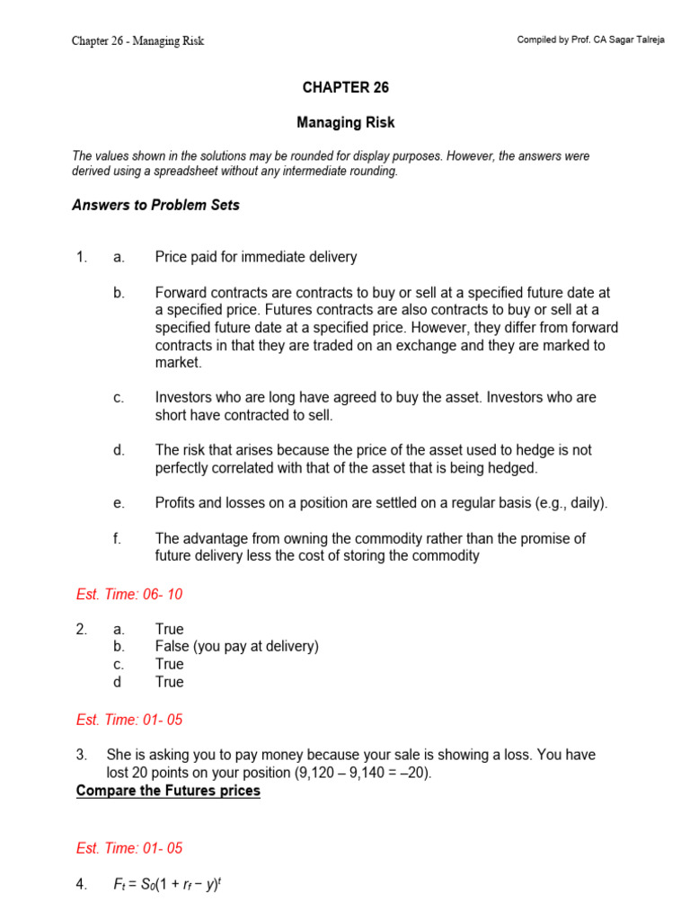 Soln Er Main AP, FM Chapter Forward, Futures (Shared) | PDF | Futures Contract | Hedge (Finance)