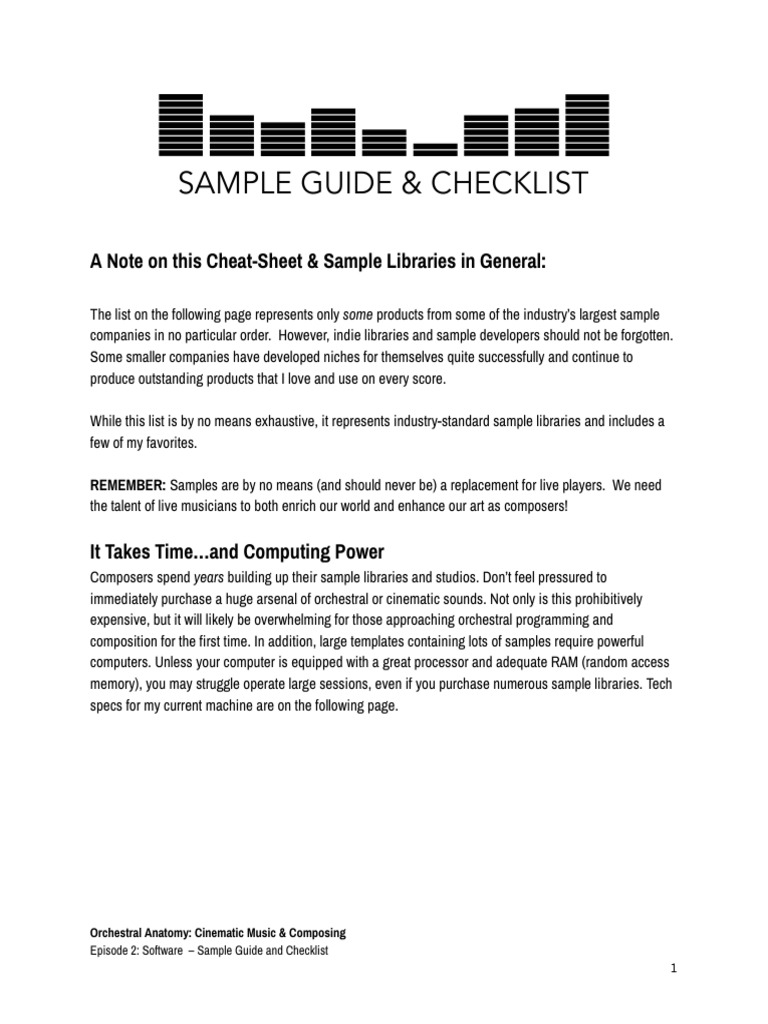 Sample Guide and Checklist - Orchestral Anatomy | PDF | Orchestras