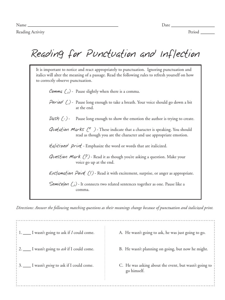Punctuation Italics Reading Pdf Punctuation Comma