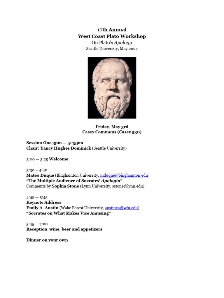 Plato's Apology Workshop 2024 | PDF | Socrates | Apology (Plato)