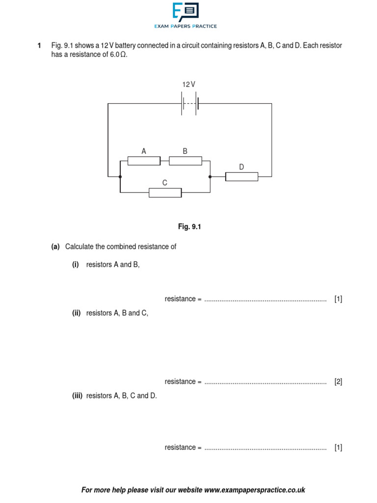 Circuit Resistance and Current Calculations | PDF | Electrical ...