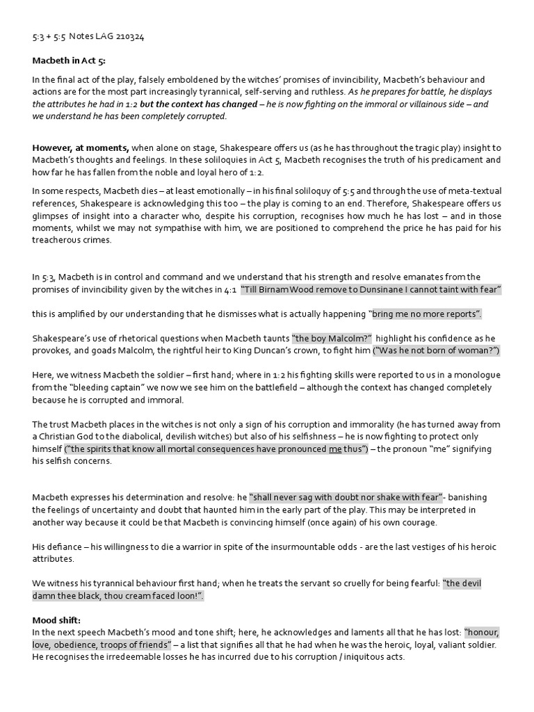 Macbeth's Final Battle and Soliloquy | PDF | Macbeth