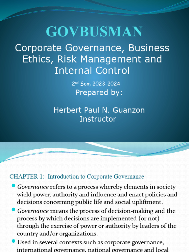 Im Govbusman Chapter 1 | PDF | Governance | Corporate Governance