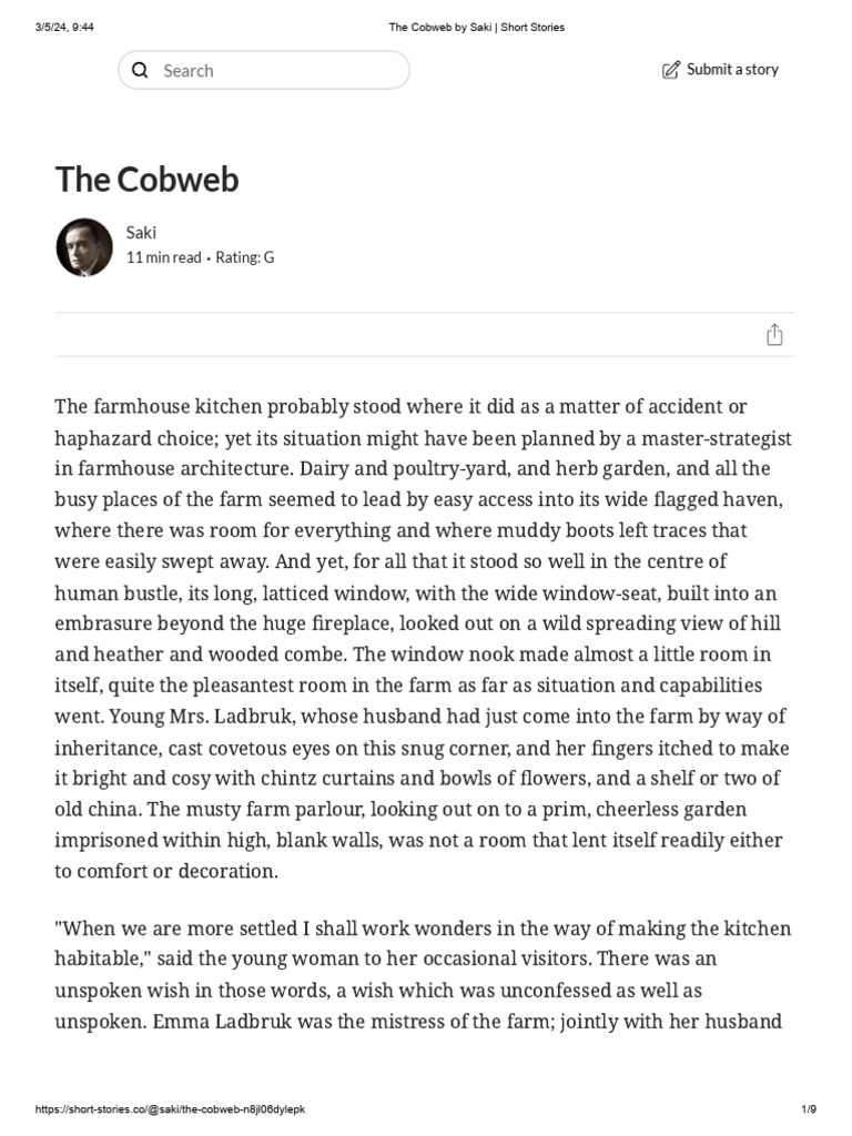 The Cobweb by Saki - Short Stories | PDF