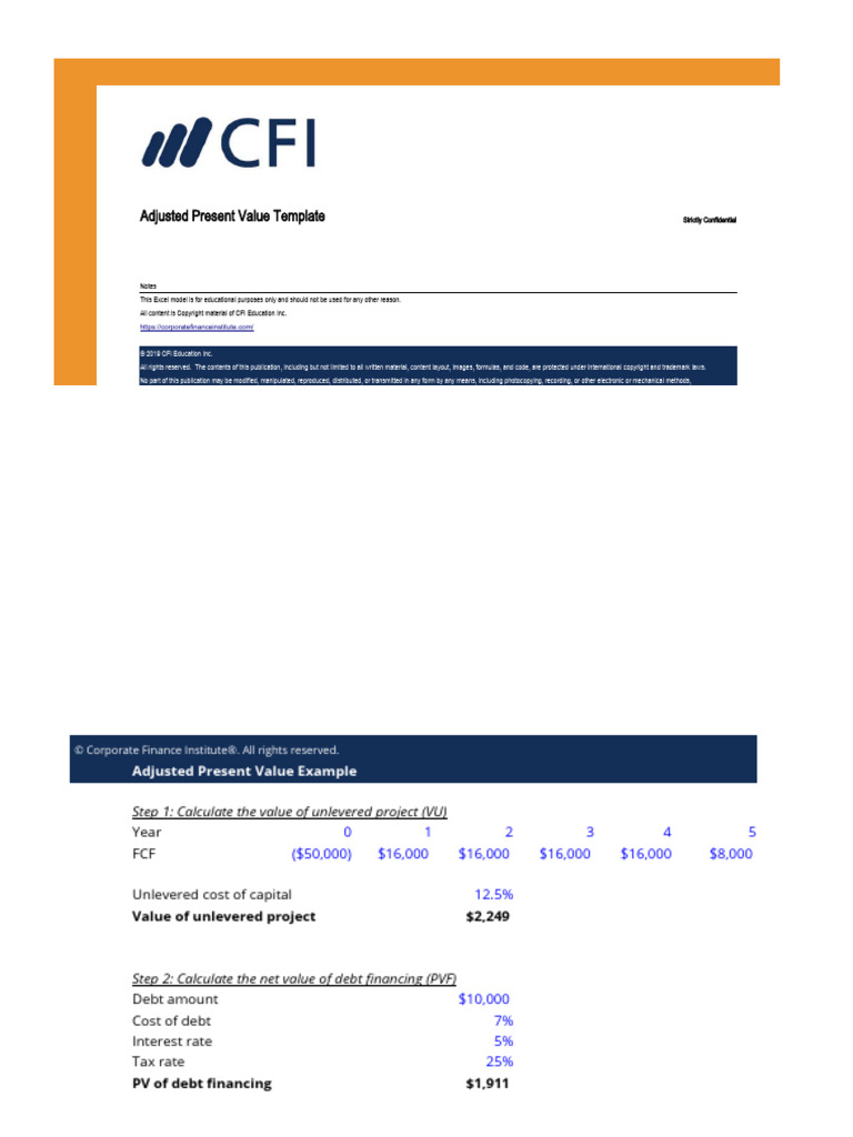 Adjusted Present Value Template PDF