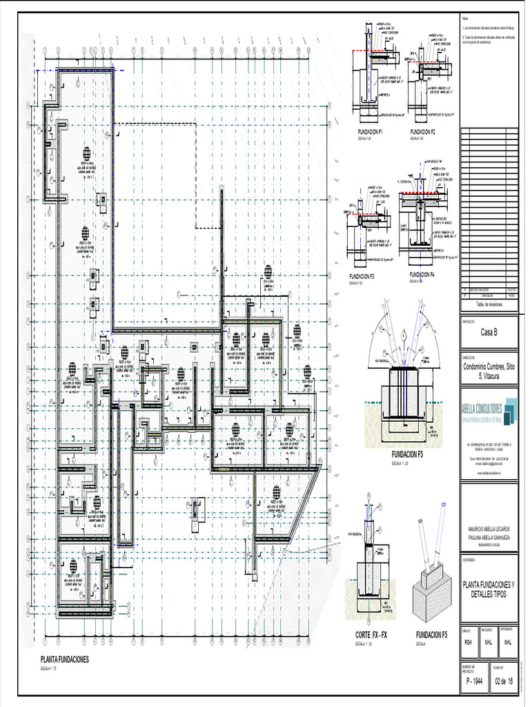 1944 - Plano - 02 - PLANTA FUNDACIONES Y DETALLES TIPOS | PDF