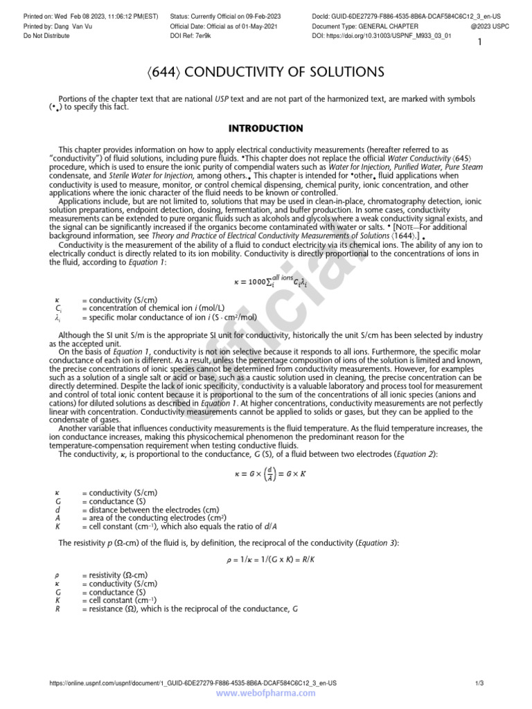 Conductivity Solutions Guide | PDF | Electrical Resistivity And Conductivity | Calibration
