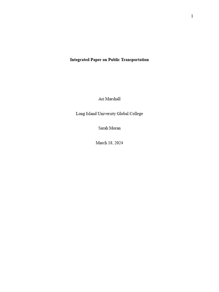 Integrated Paper On Selected Global Issue | PDF | Public Transport ...