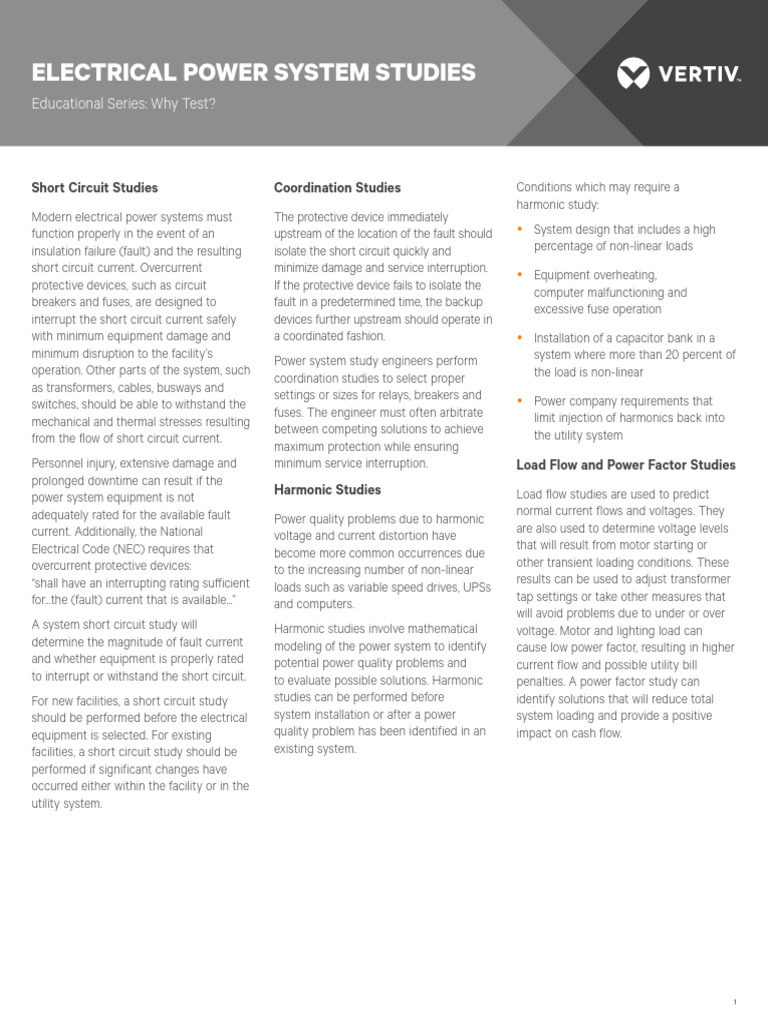 Why Test Electrical Power System Studies | Download Free PDF | Electric ...
