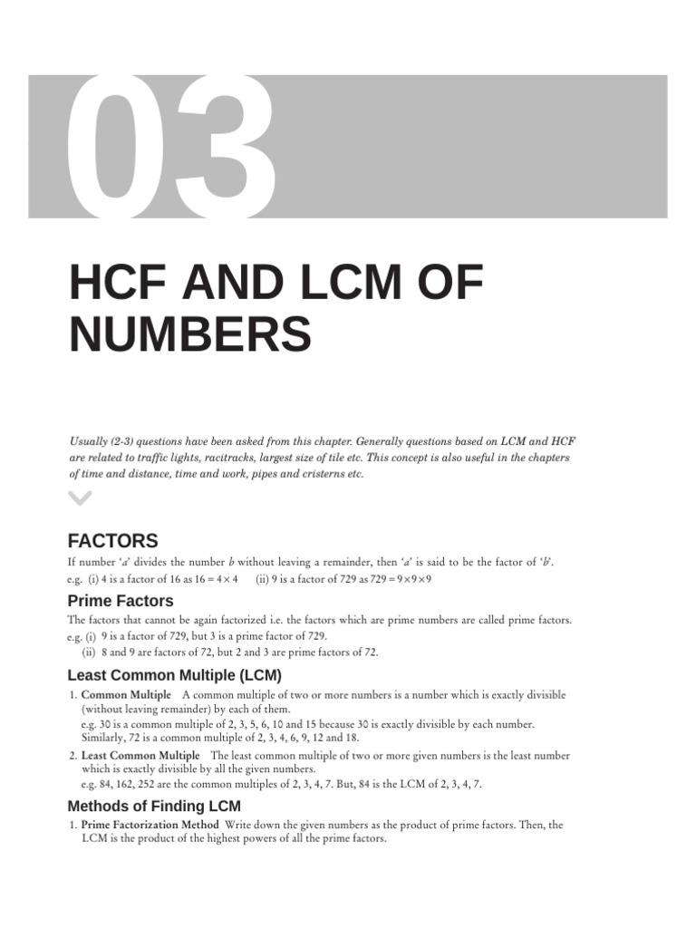 HCF & LCM of Numbers CDS | PDF | Arithmetic | Elementary Mathematics