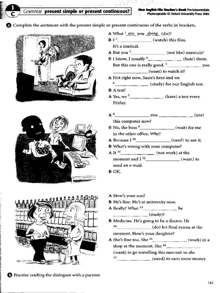 Practice Parcial Present Simple and Cont | PDF