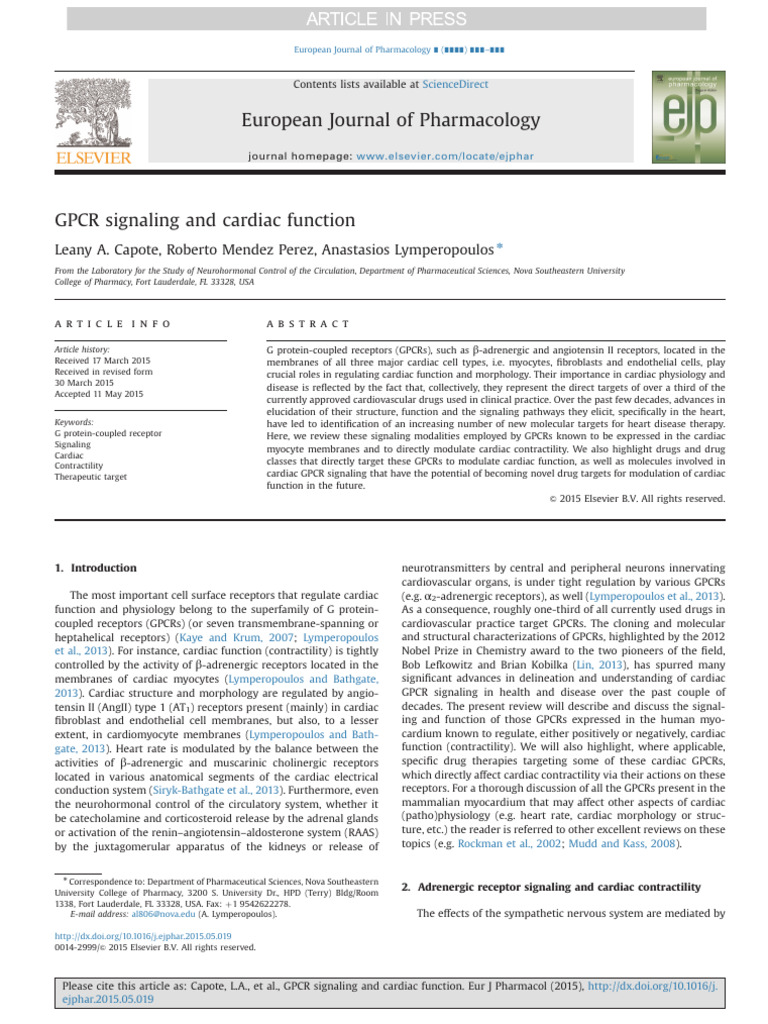 GPCR Signaling and Cardiac Function | PDF | Cell Signaling | Cell Biology