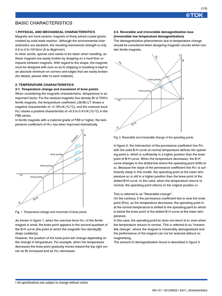 E371 Characteristics | PDF | Magnet | Magnetization