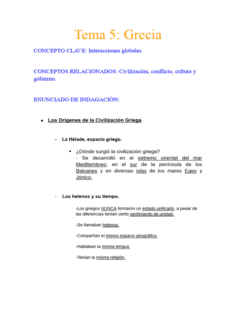 Resumen Grecia - Historia 1 ESO | PDF | Antigua Grecia | Doce olímpicos