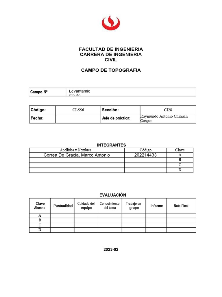 04-Caratula - Informes Topografia UPC-2023 02 | PDF | Topografía | Science