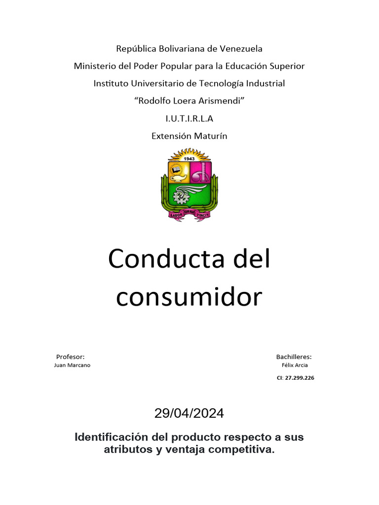 Trabajo Conducta Del Consumidor | PDF | Marketing | Los consumidores