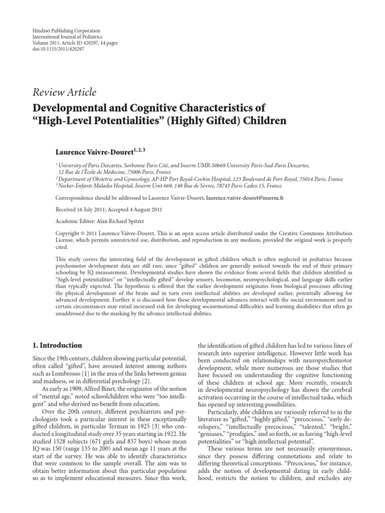 Developmental and Cognitive Characteristics of Hig | Download Free PDF ...