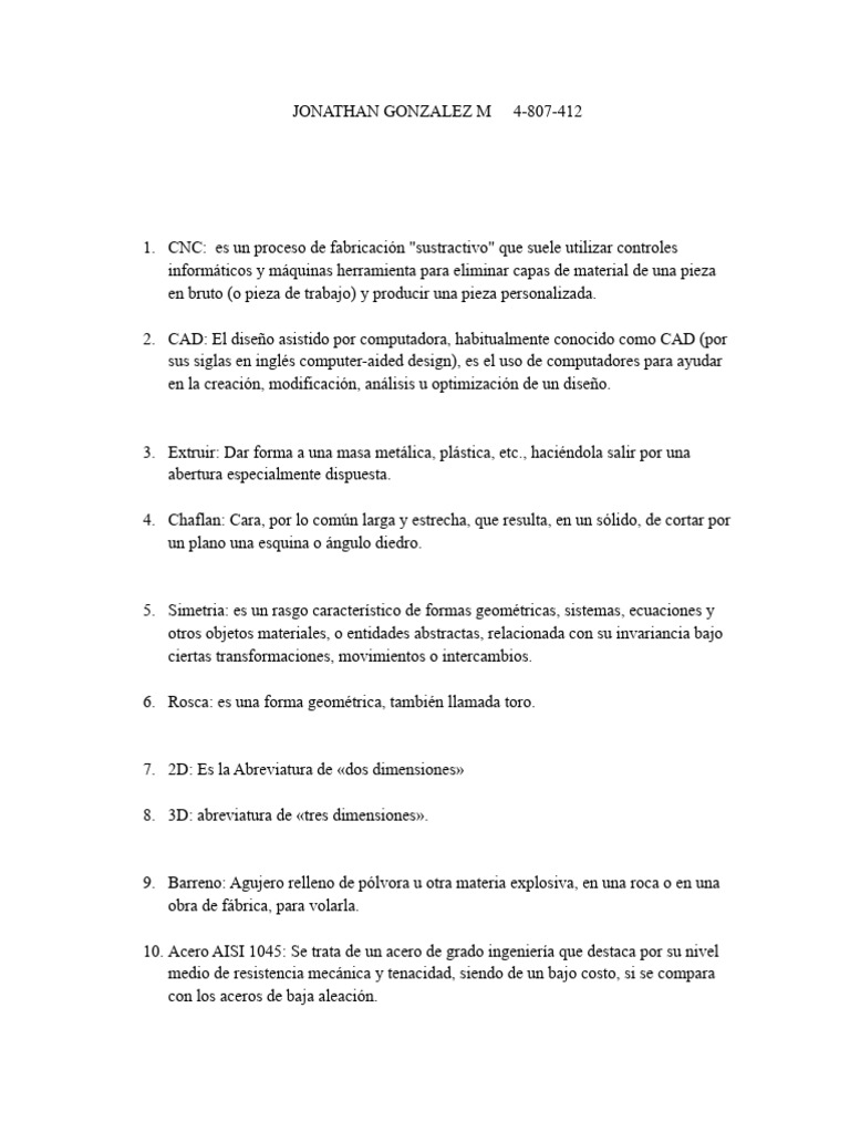 CNC TAREA | PDF | Acero | Sector secundario de la economía